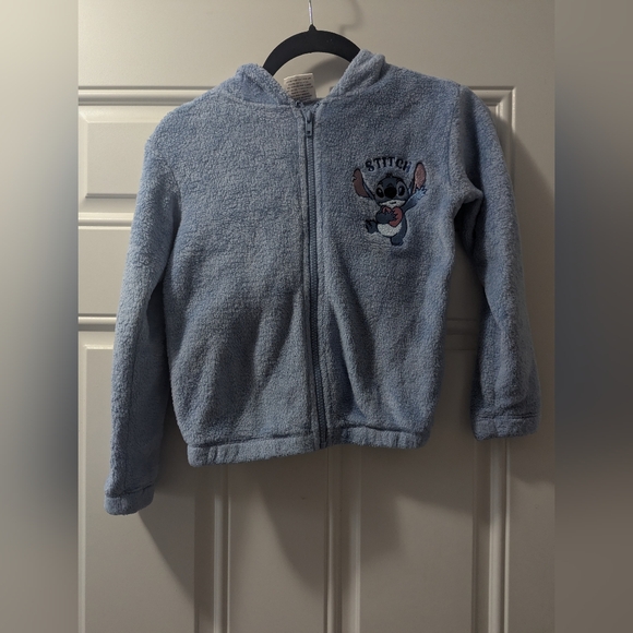 Disney | Jackets & Coats | Disney Kids Blue Stitch Fleece Hoodie With ...
